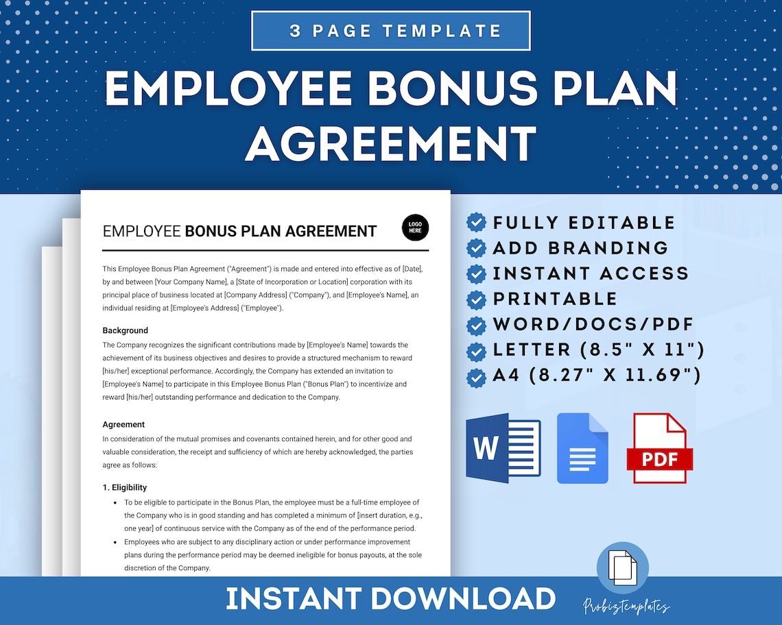 Employee Bonus Plan Agreement Template, Staff Incentive Scheme, Staff ...