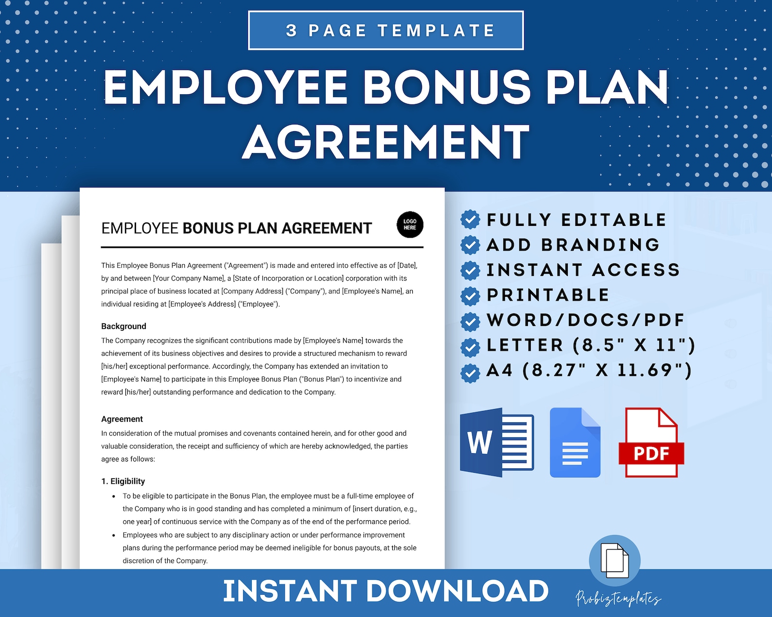 Employee Bonus Plan Agreement Template, Staff Incentive Scheme, Staff ...