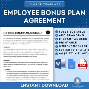 Employee Bonus Plan Agreement Template, Staff Incentive Scheme, Staff ...