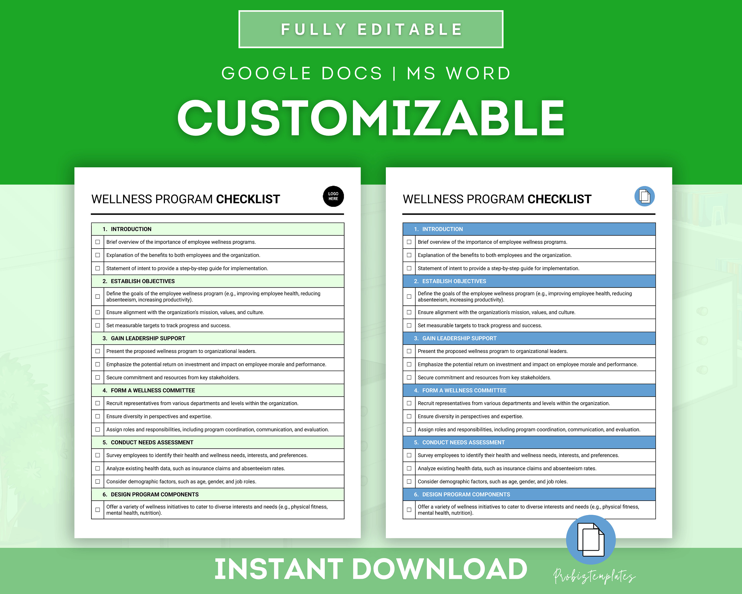 Employee Wellness Program Checklist Template, Workforce Health and ...