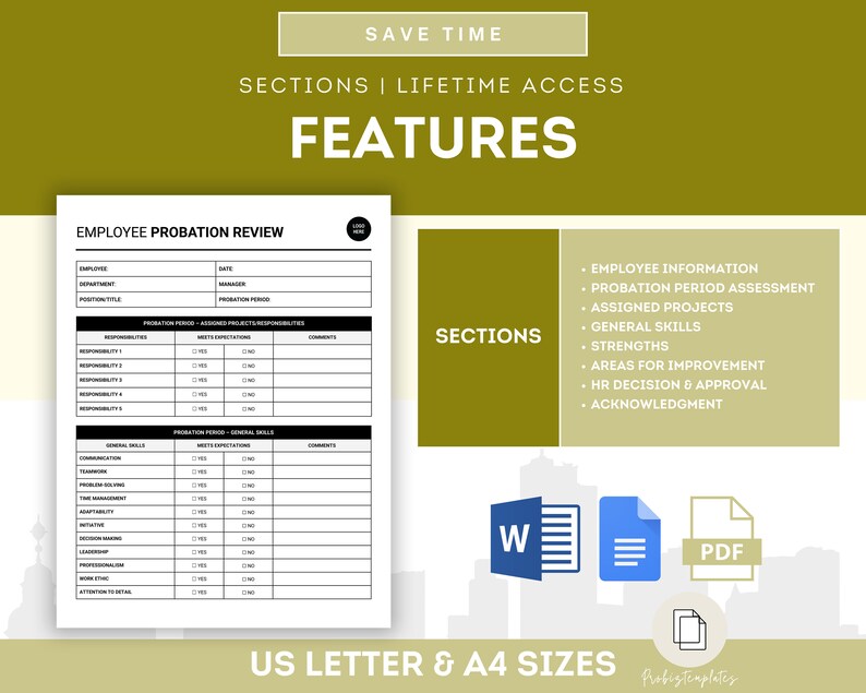 Employee Probation Review Template, Employee Performance Review ...