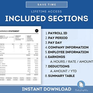 Employee Earnings Statement Template, Staff Pay Stub Template, Paycheck ...