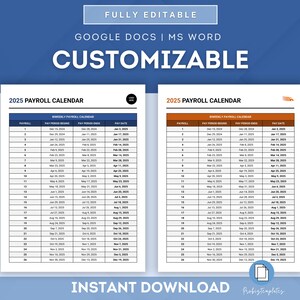 2025 Payroll Calendar, Biweekly, Weekly, Semi-monthly, Monthly Payroll ...
