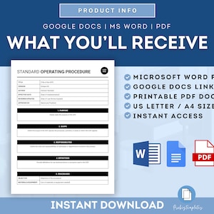 Standard Operating Procedure Template, SOP Business Document, Employee ...