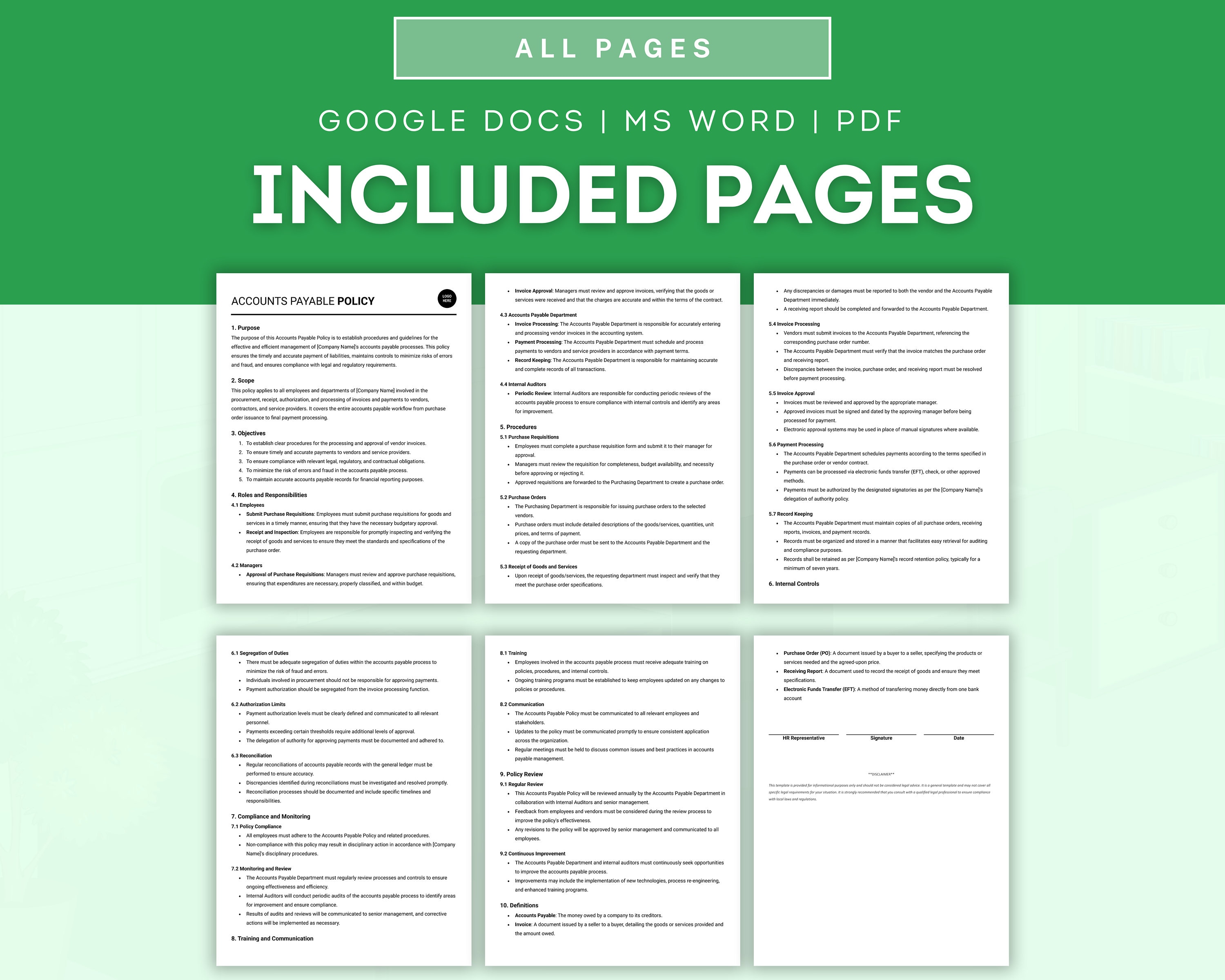 Accounts Payable Policy Template, AP Process Guidelines, Company ...