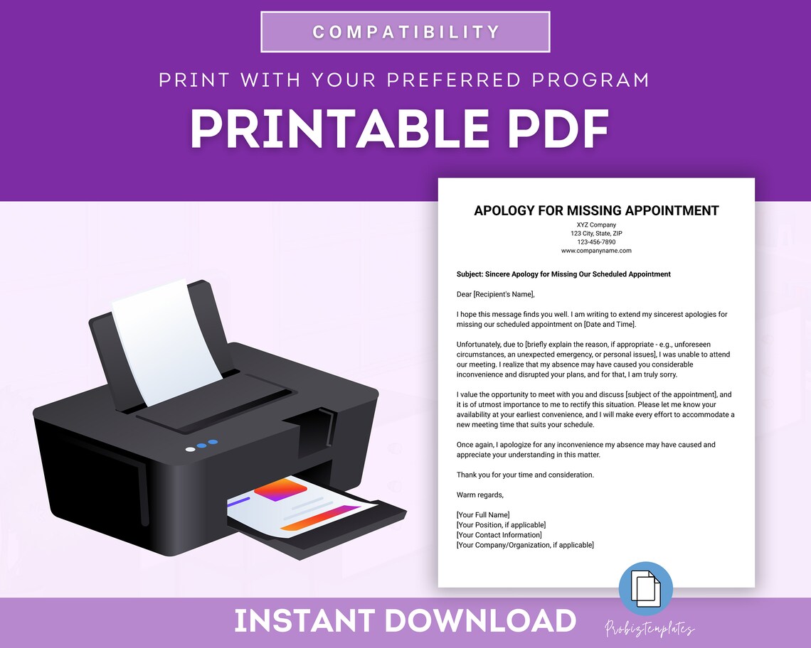 Apology for Missing Appointment Letter Template, Missed Appointment ...