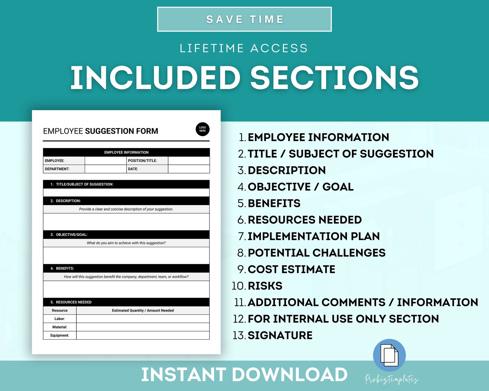 Employee Suggestion Form Template, Employee Idea Submission Form ...