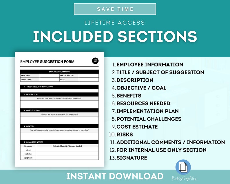 Employee Suggestion Form Template, Employee Idea Submission Form ...