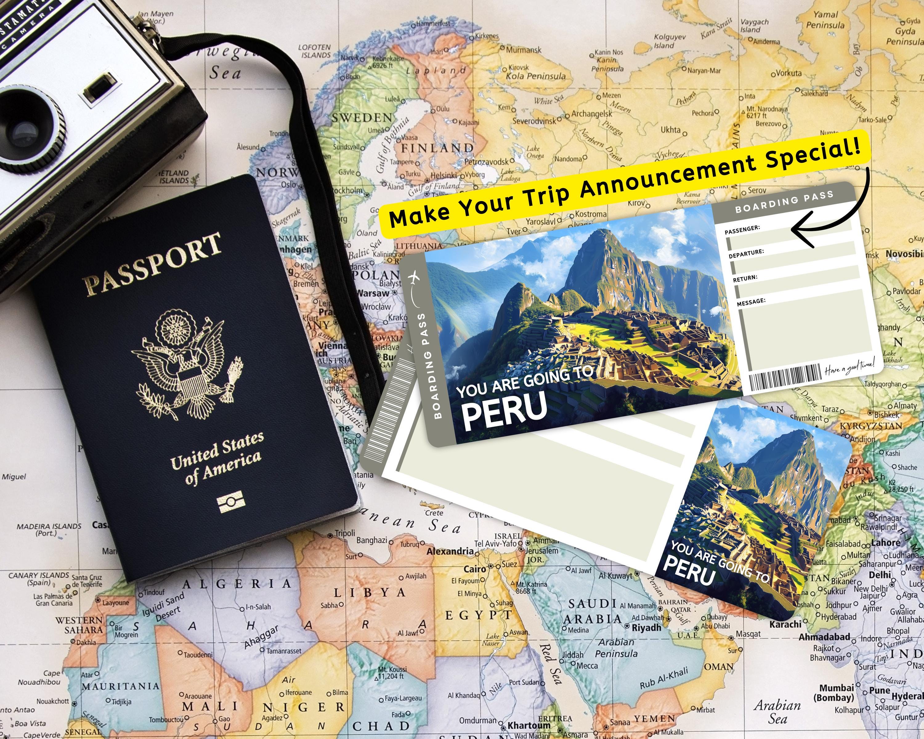 Printable Peru Surprise Gift Ticket, Editable Machu Picchu Boarding ...