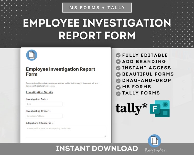 Employee Investigation Online Report Template, Incident Report Form, HR ...
