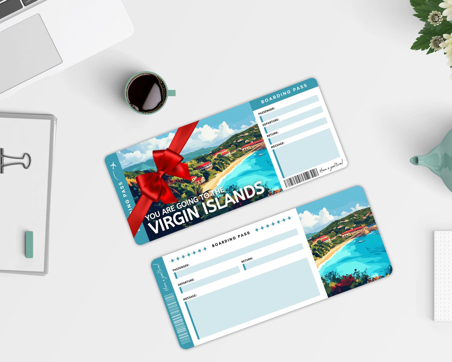 Printable Virgin Islands Surprise Gift Ticket, Editable Island Vacation ...