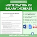 Notification of Salary Increase Letter, Salary Raise Notice, Pay ...