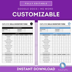 Employee Skills Inventory Form Template, Staff Competency Assessment ...