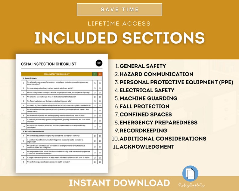 OSHA Inspection Checklist Template, Occupational Safety Evaluation Form ...