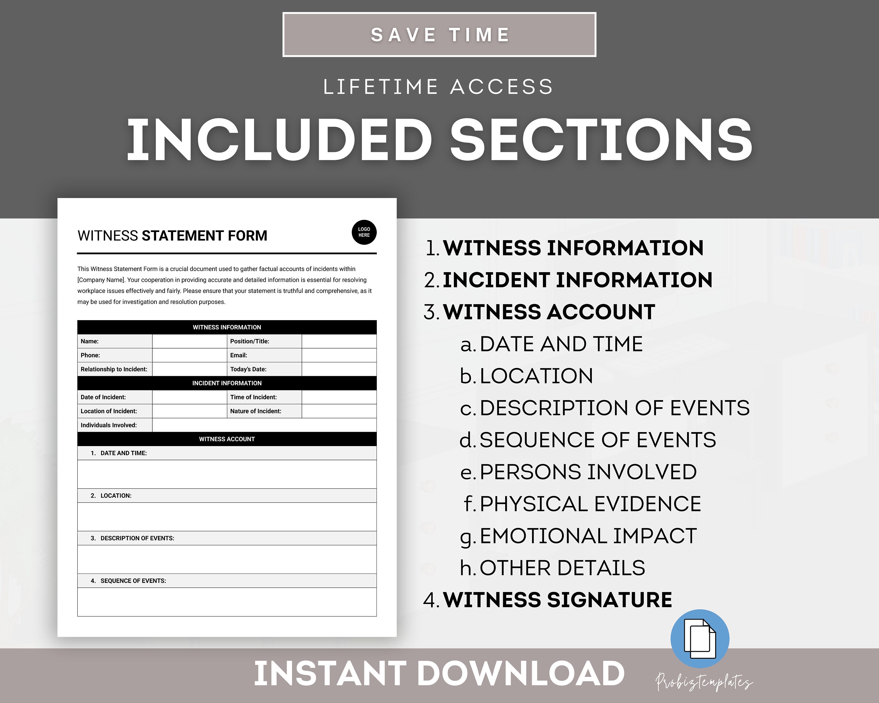 Workplace Incident Witness Statement Form, HR Investigation Witness ...