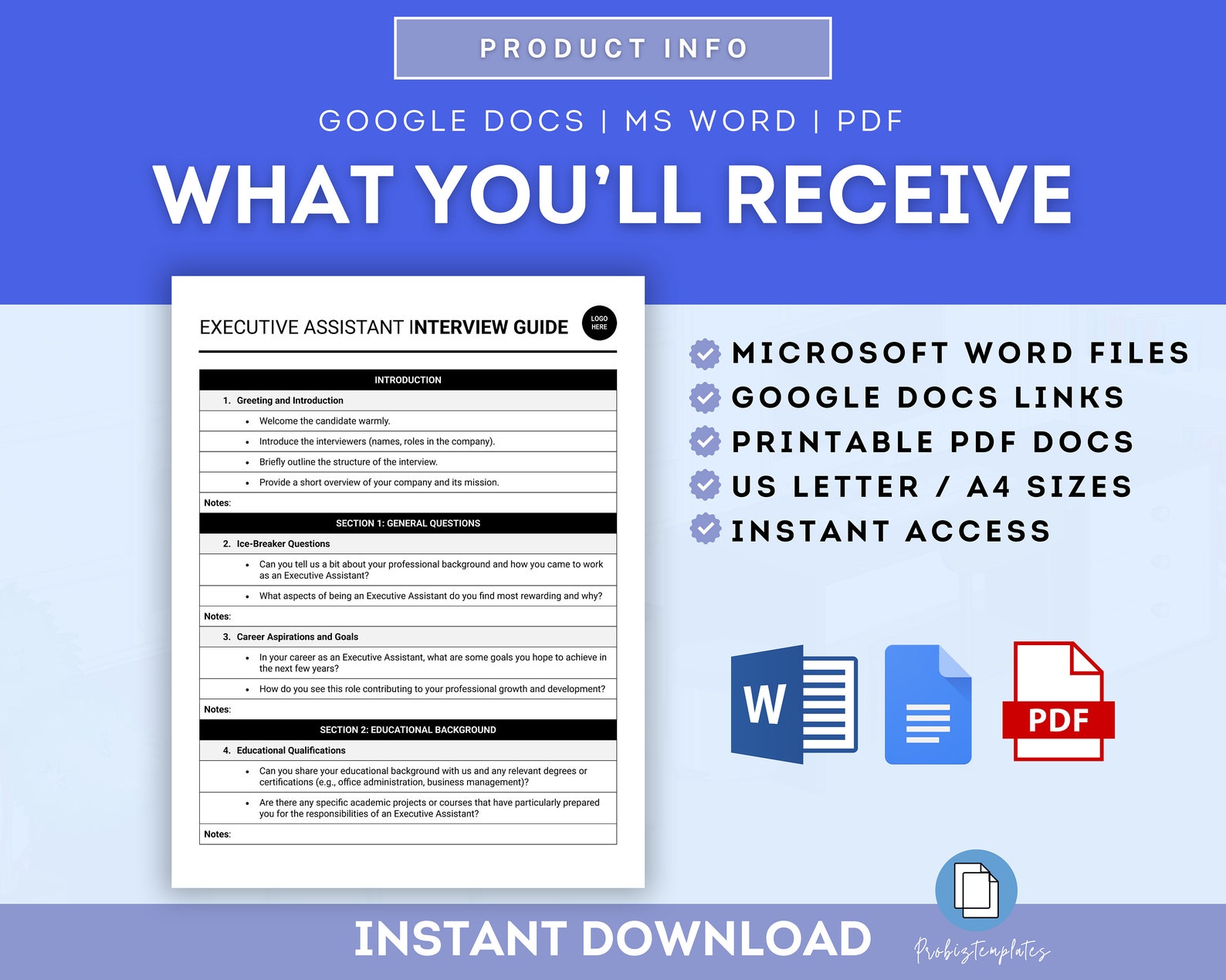Executive Assistant Interview Guide Template, Executive Assistant ...