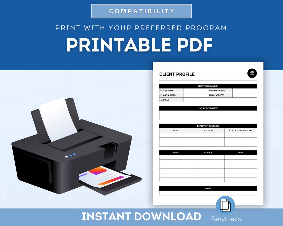 Client Profile Template, Customizable Customer Information Card Form ...
