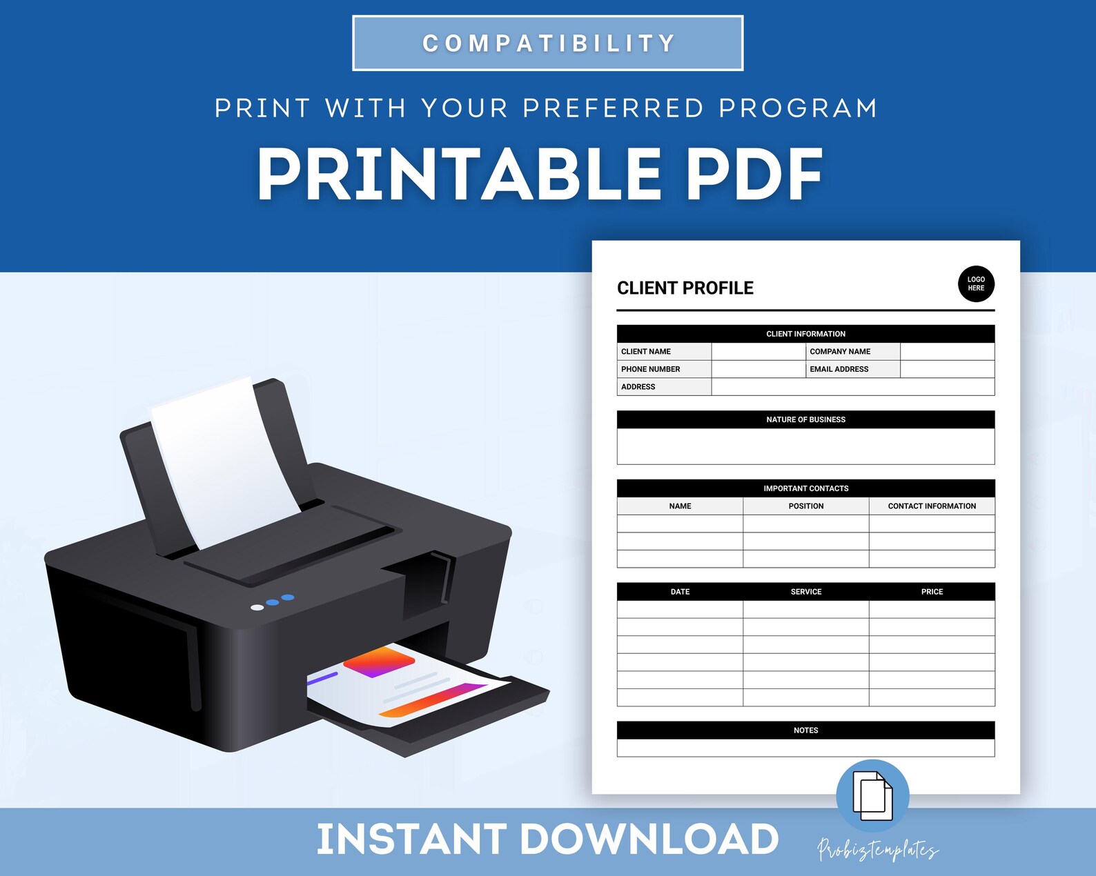 Client Profile Template, Customizable Customer Information Card Form ...