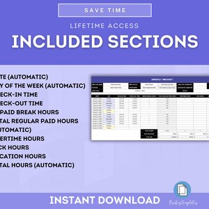Employee Biweekly & Weekly Timesheet, Work Hours Record, Staff Hours ...