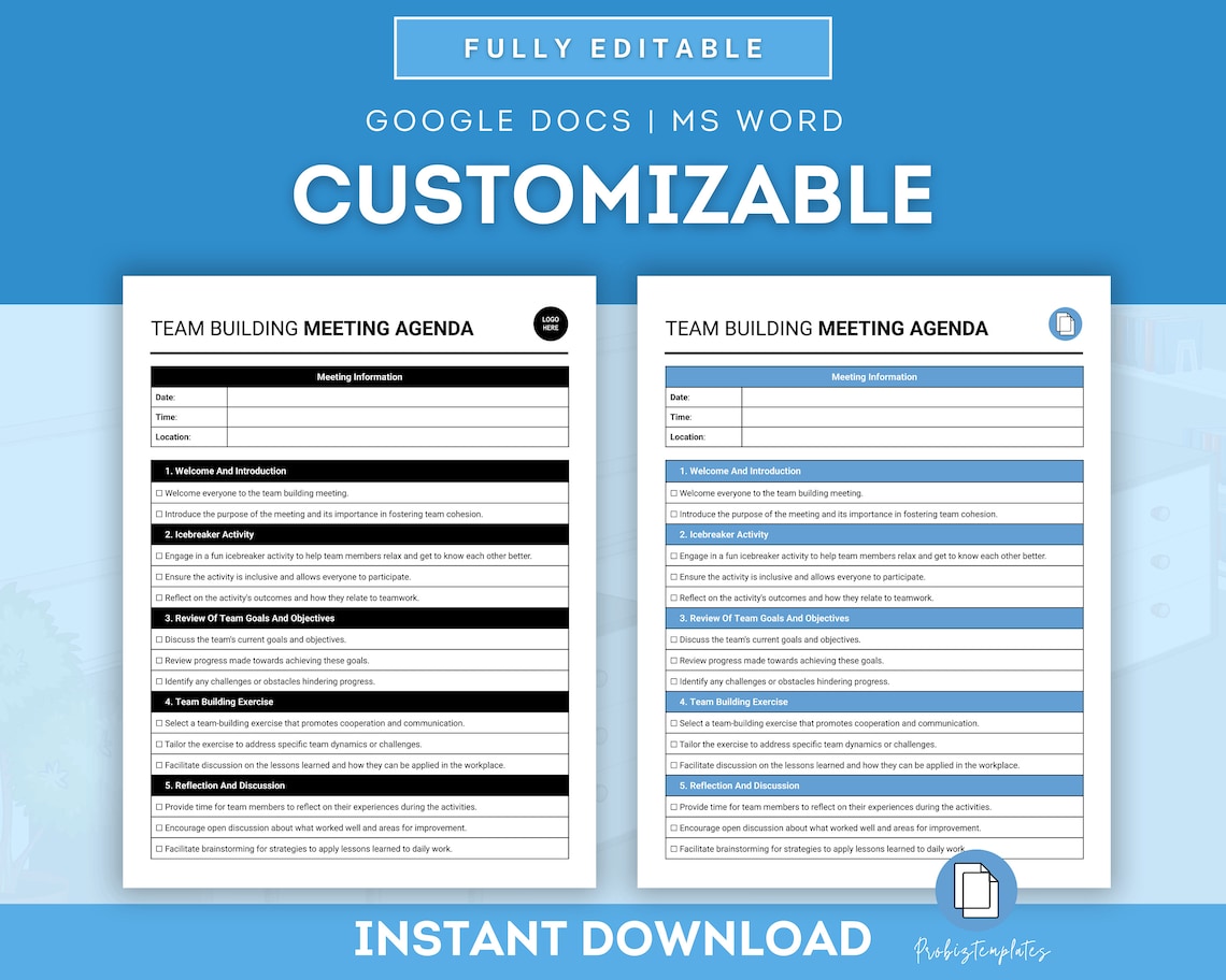 Team Building Meeting Agenda, Team Bonding Activity, Employee ...
