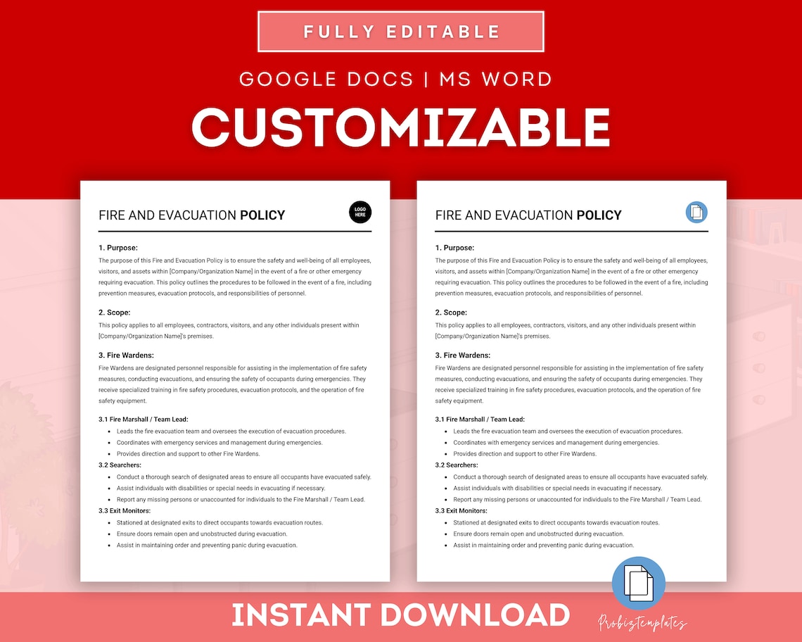 Fire and Evacuation Policy Template, Emergency and Safety Training for ...