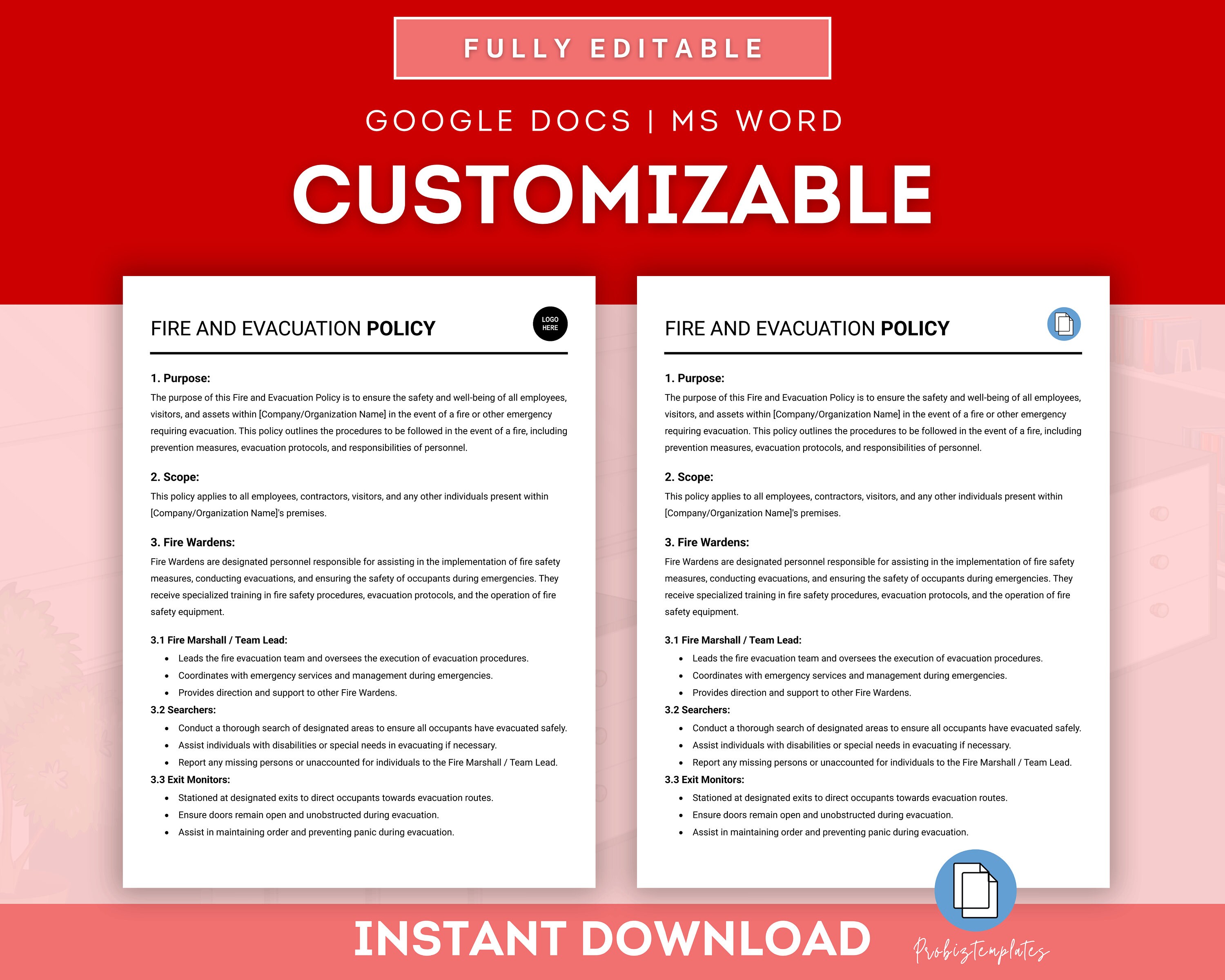 Fire and Evacuation Policy Template, Emergency and Safety Training for ...