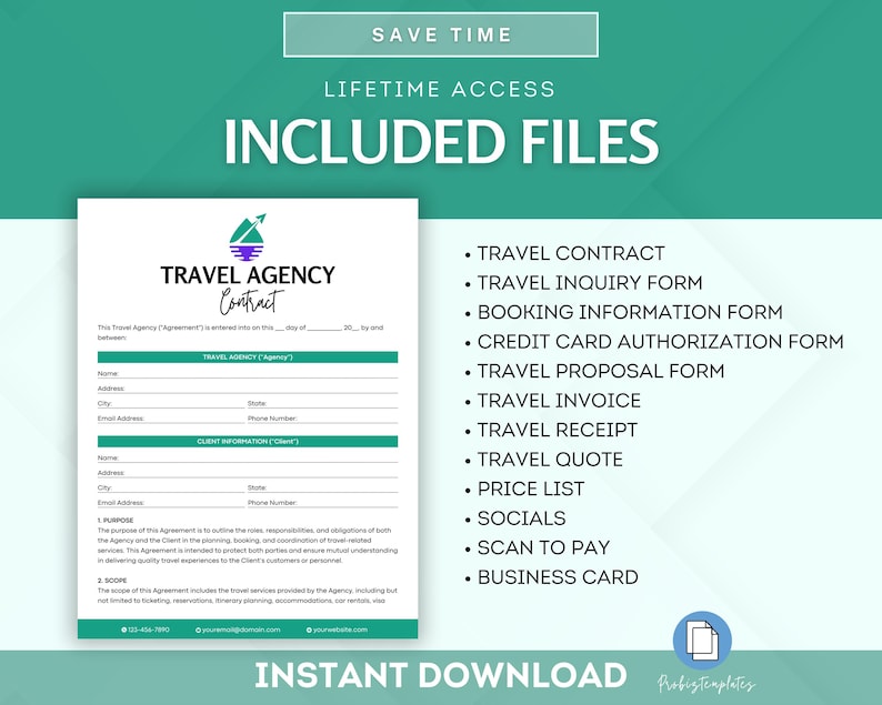 Travel Agency Forms Bundle, Travel Agency Contract, Travel Inquiry Form ...