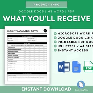 Employee Satisfaction Survey Template, Staff Morale Assessment, Worker ...