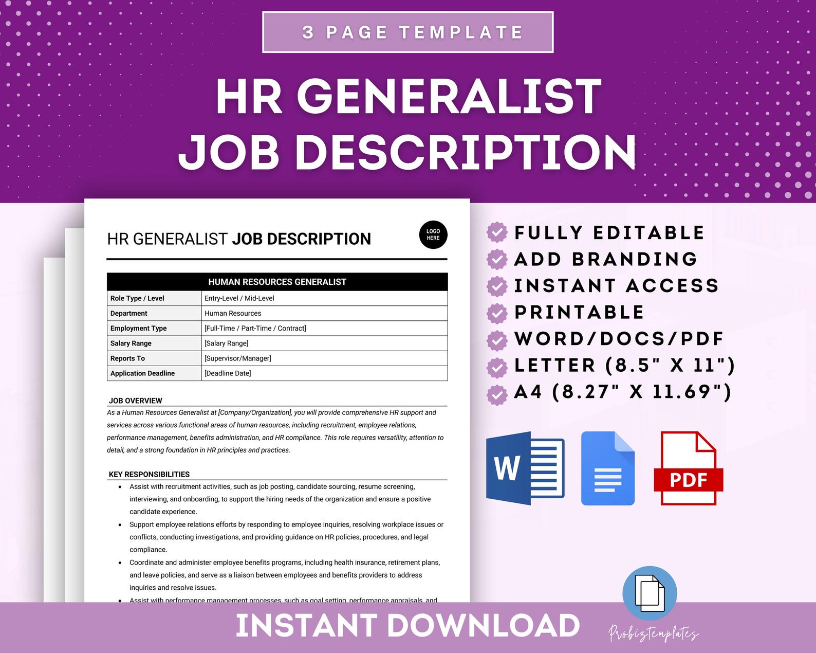 Human Resources Generalist Job Description Template, HR Generalist Role ...