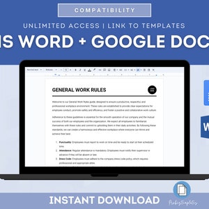 General Work Rules Template, Employee Workplace Rules, Company Work ...