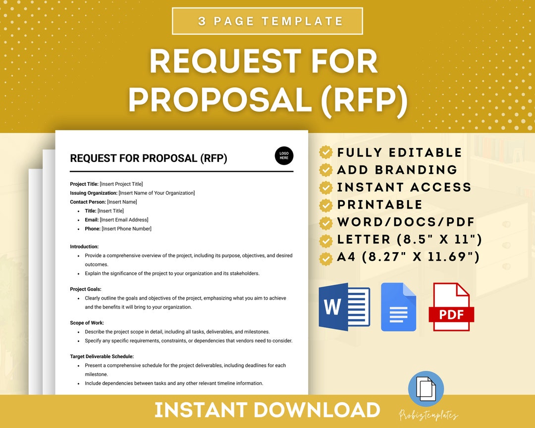 Request for Proposal Template, RFP, Proposal Solicitation Template, Bid ...