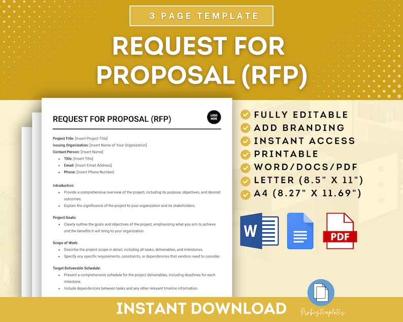Request for Proposal Template, RFP, Proposal Solicitation Template, Bid ...