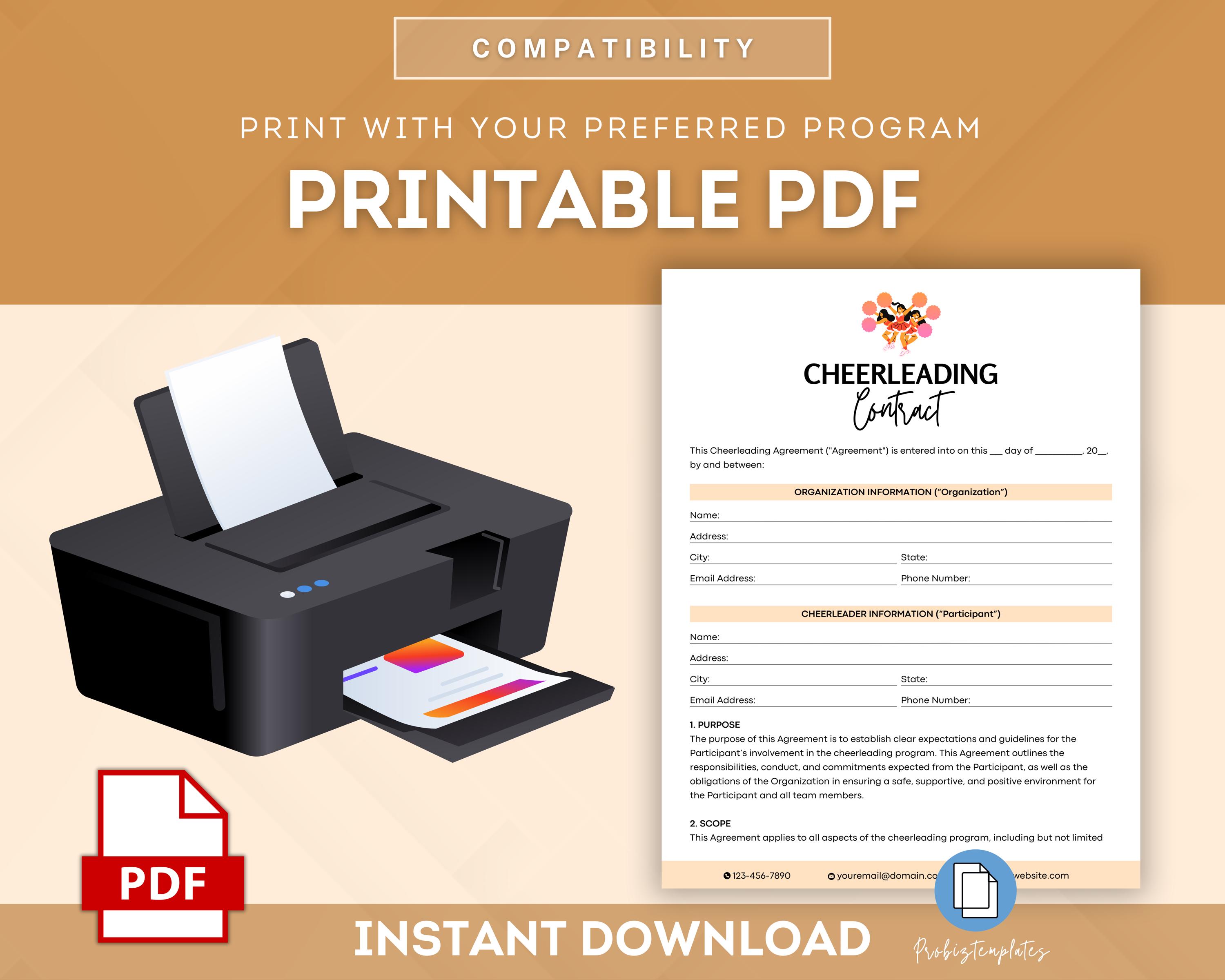 Cheerleading Contract, Team Agreement Template, Cheerleading Parent ...