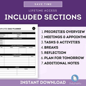 Employee Daily Planner Template, Workday Organizer, Employee Task ...