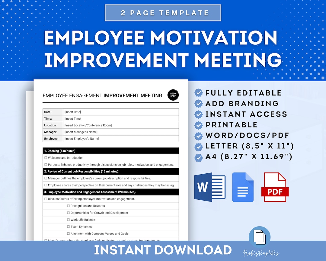 Employee Motivation and Engagement Improvement Meeting Agenda Template ...