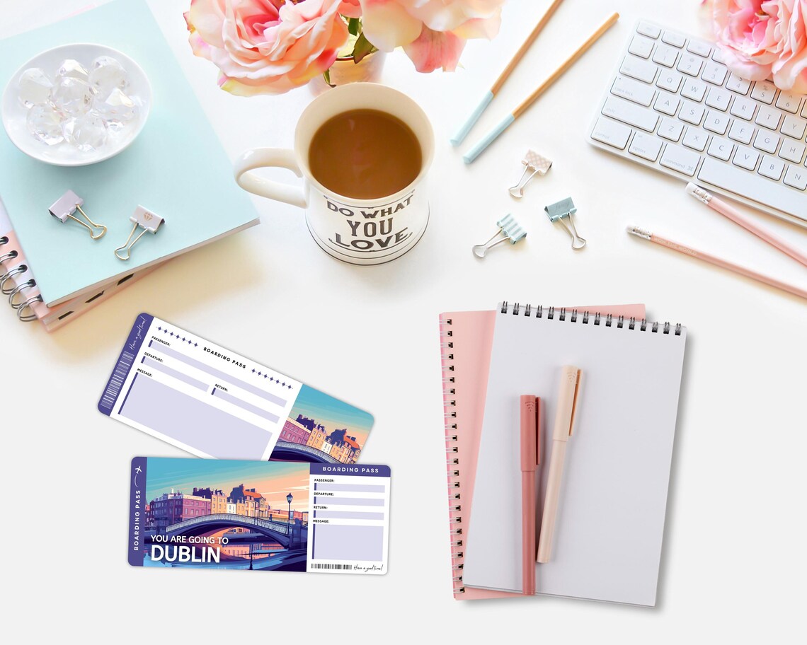 Printable Dublin Surprise Gift Ticket, Editable Ireland Vacation ...