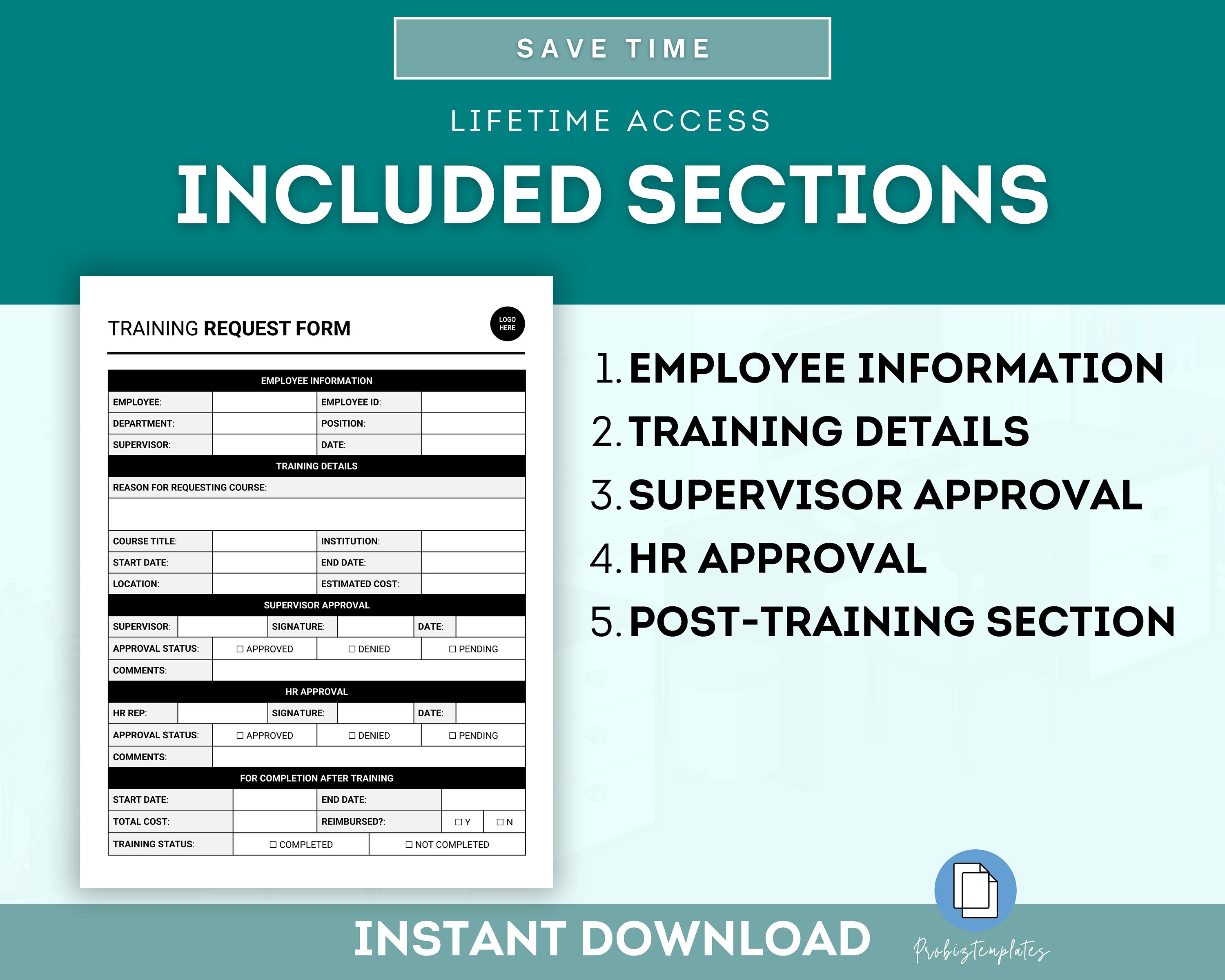 Employee Training Request Form, HR Professional Development Application ...
