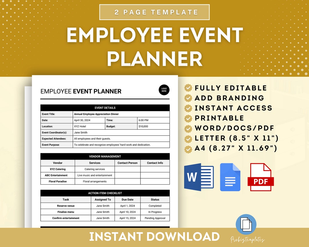 Employee Event Planner Template, Employee Celebration Event Planning ...