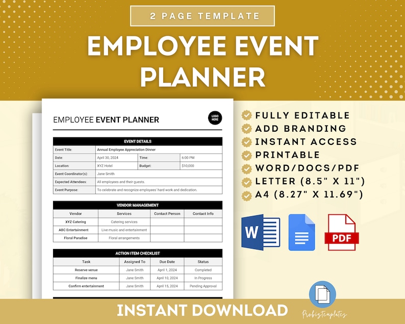 Employee Event Planner Template, Employee Celebration Event Planning ...