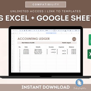Accounting Ledger Template, Customizable Financial Ledger Form, Ledger ...