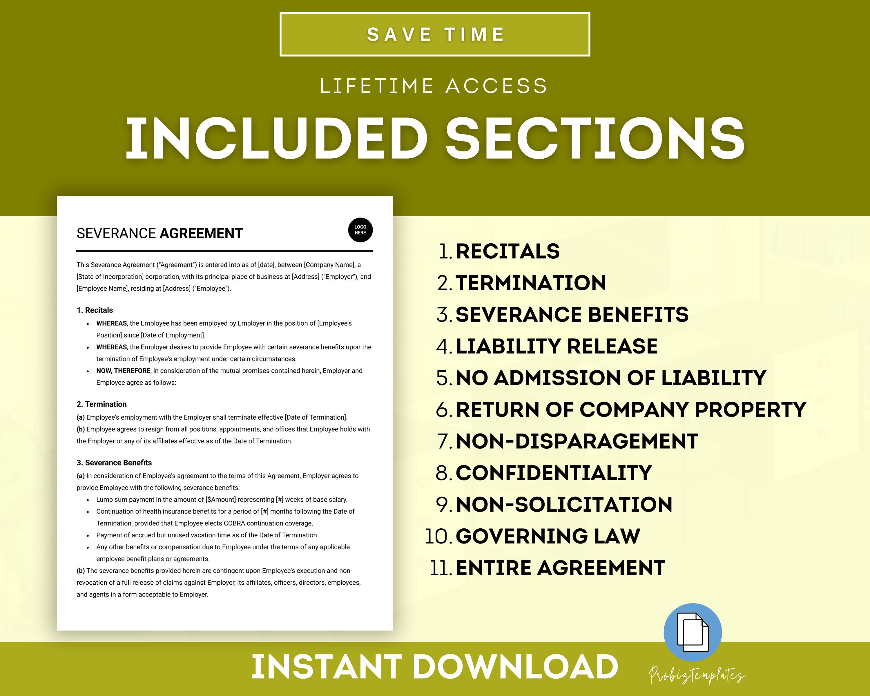 Employee Severance Agreement Template, Employment Separation Agreement ...