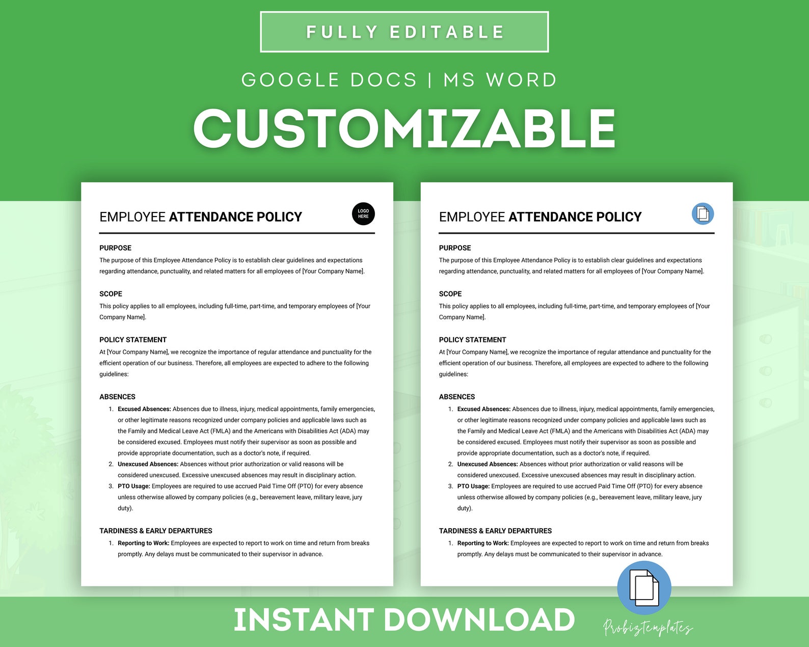 Employee Attendance Policy Template, Staff Attendance Policy, Work ...