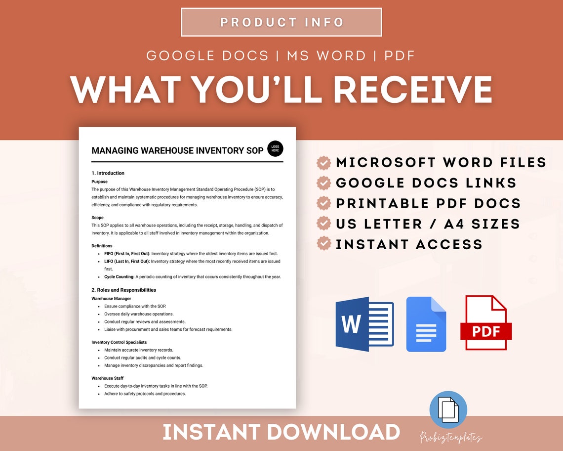 Managing Warehouse Inventory SOP Template, Warehouse Inventory ...