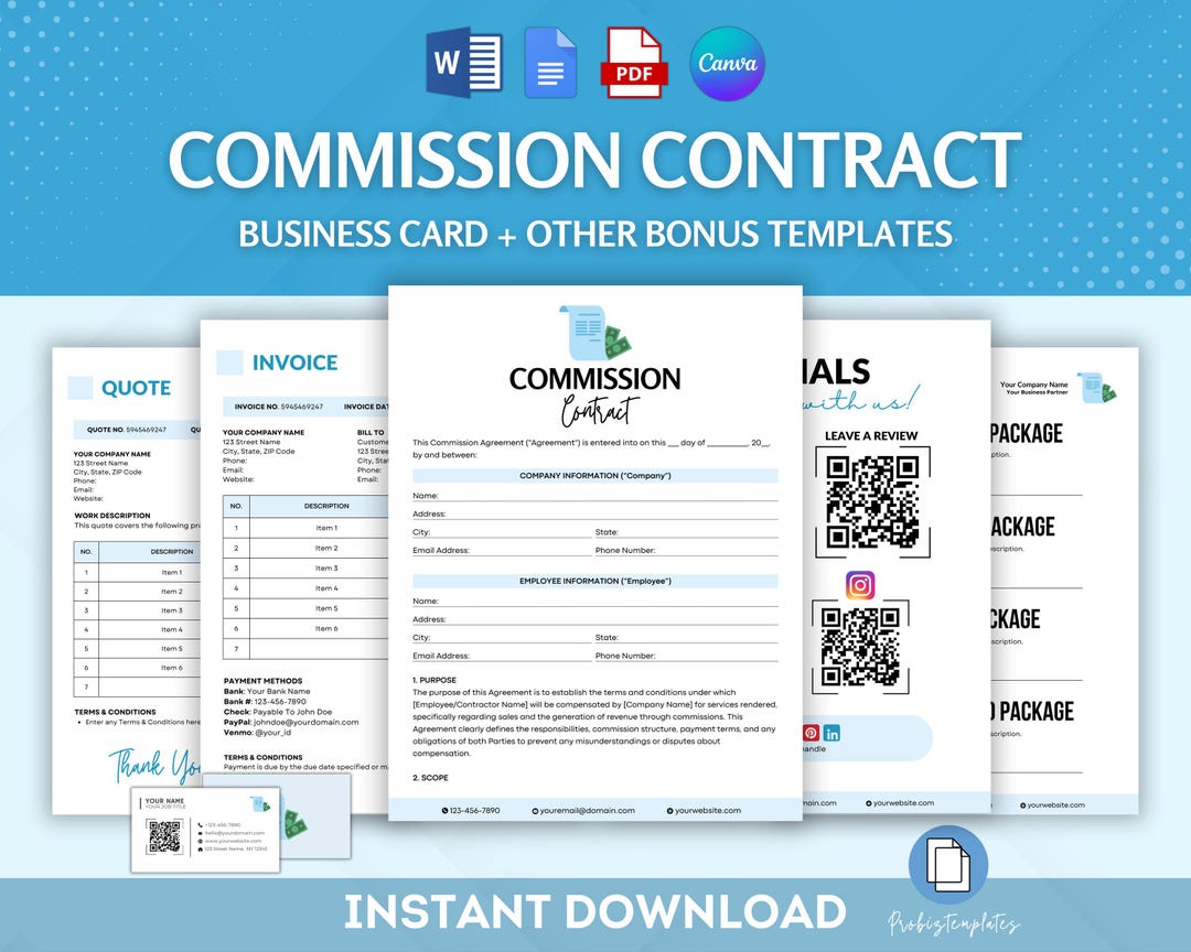 Commission Contract Template, Commissioned Work Agreement Form ...