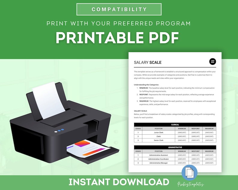 Salary Scale Template, Compensation Structure, Wage Range Chart ...