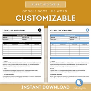 Key Holder Agreement Template, Key Management Agreement, Key Custody ...