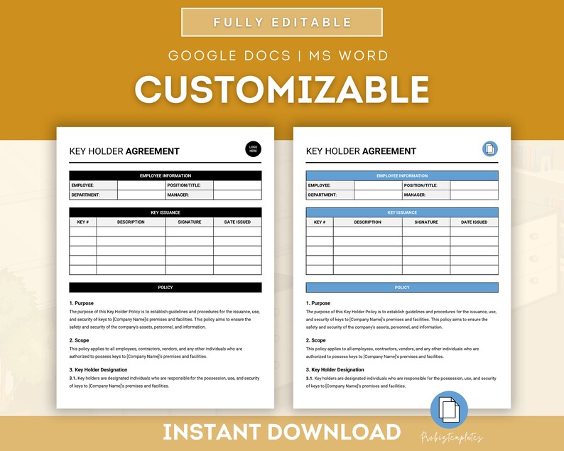 Key Holder Agreement Template, Key Management Agreement, Key Custody ...