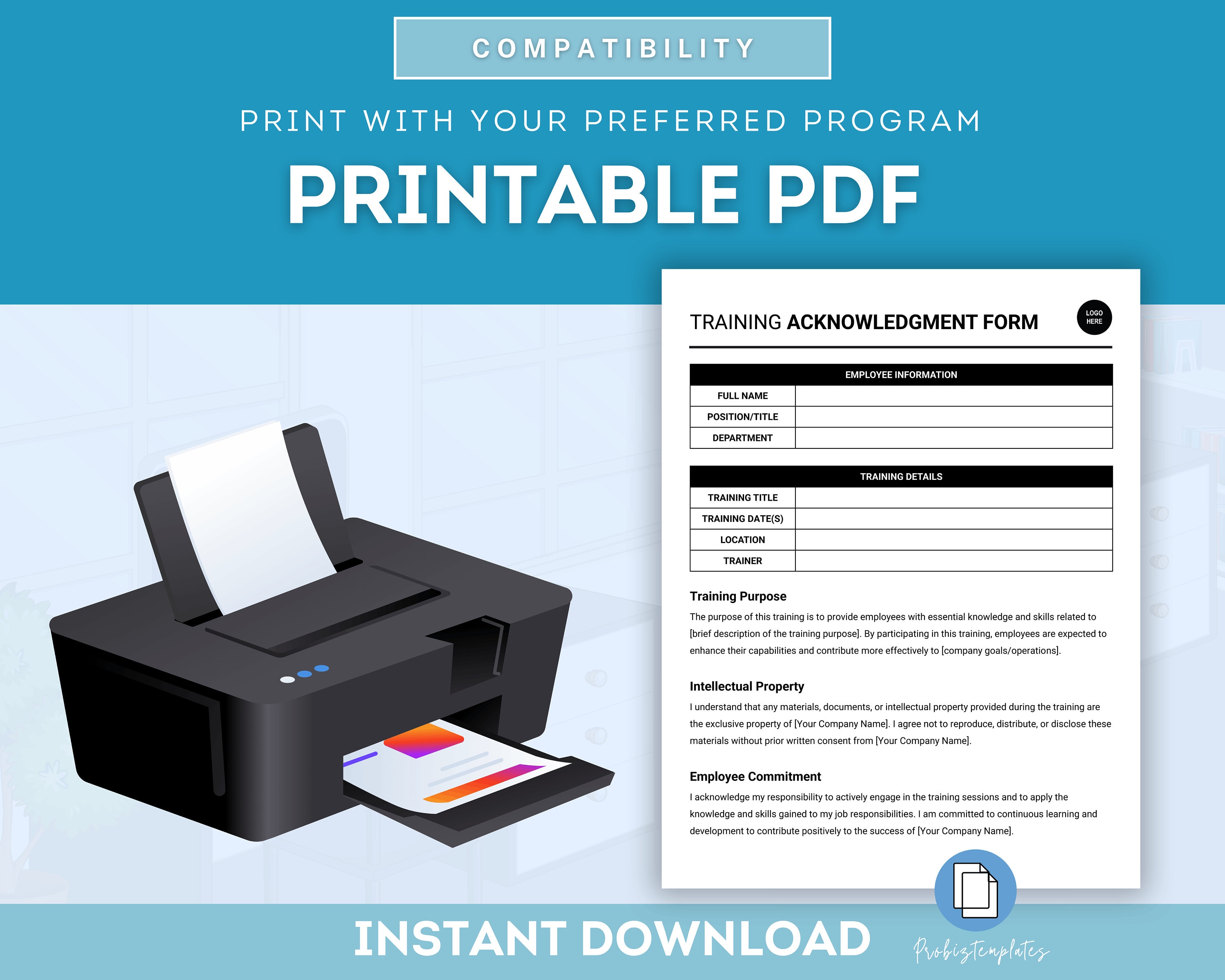 Employee Training Acknowledgment Form, New Hire Training Forms ...