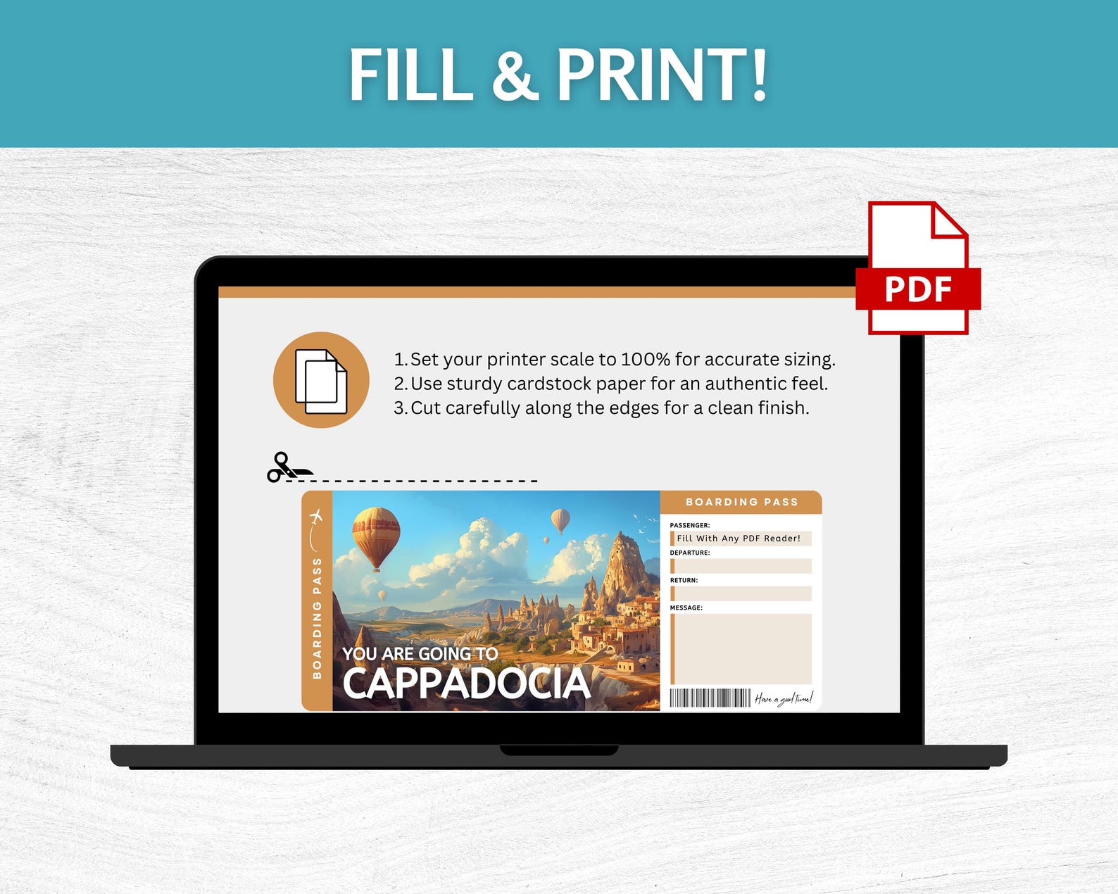 Printable Galapagos Surprise Gift Ticket, Editable Ecuador Vacation ...
