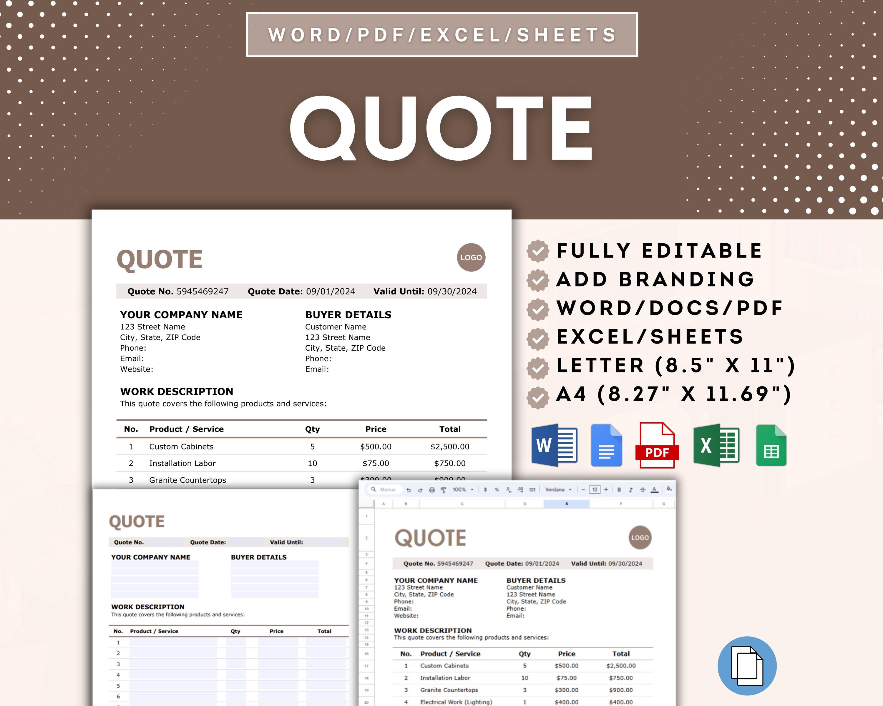 Quote Form Template for Businesses, Services Price Quote Form, Modern ...
